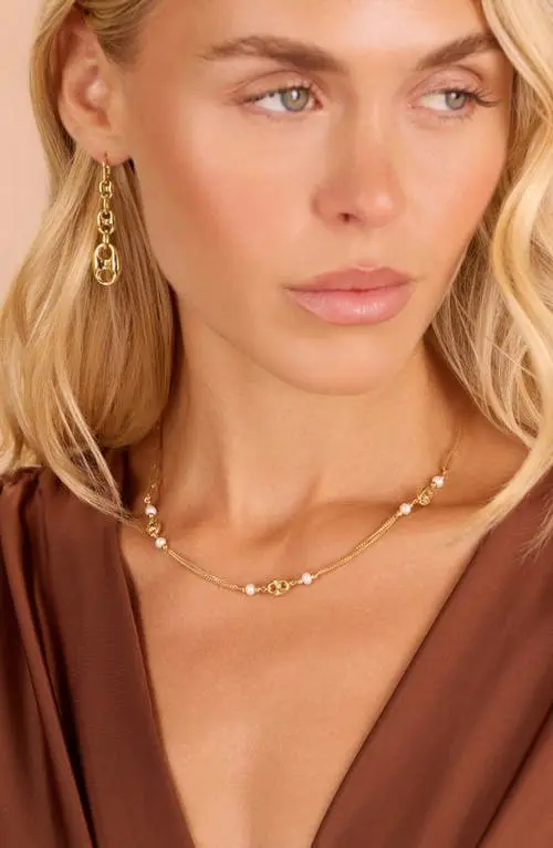ATHRA LUXE Cultured Pearl And Mariner Link Necklace