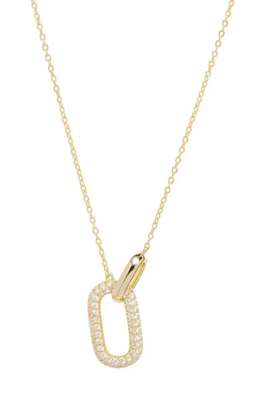 ATHRA LUXE Pavé Interlock Oval Pendant Necklace - Gold
