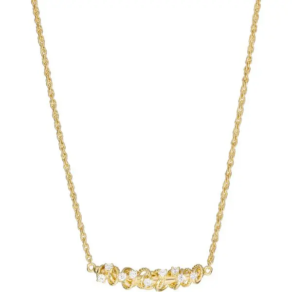 ATHRA LUXE Cubic Zirconia Knot Bar Pendant Necklace - Gold