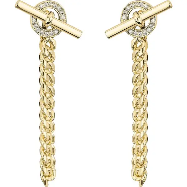 ATHRA LUXE Pavé Toggle Chain Drop Earrings - Gold