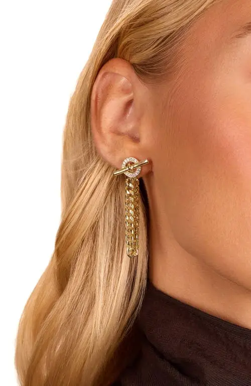 ATHRA LUXE Pavé Toggle Chain Drop Earrings