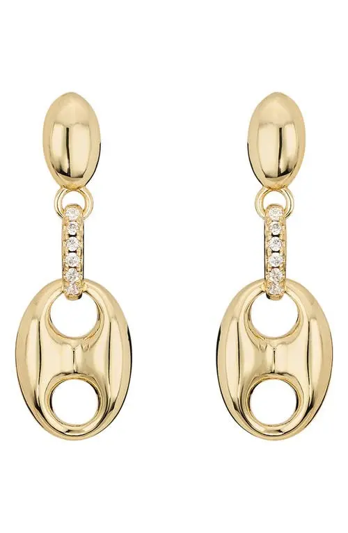 ATHRA LUXE Puffy Mariner Cubic Zirconia Drop Earrings - Gold