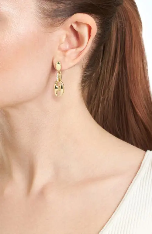 ATHRA LUXE Puffy Mariner Cubic Zirconia Drop Earrings - Gold