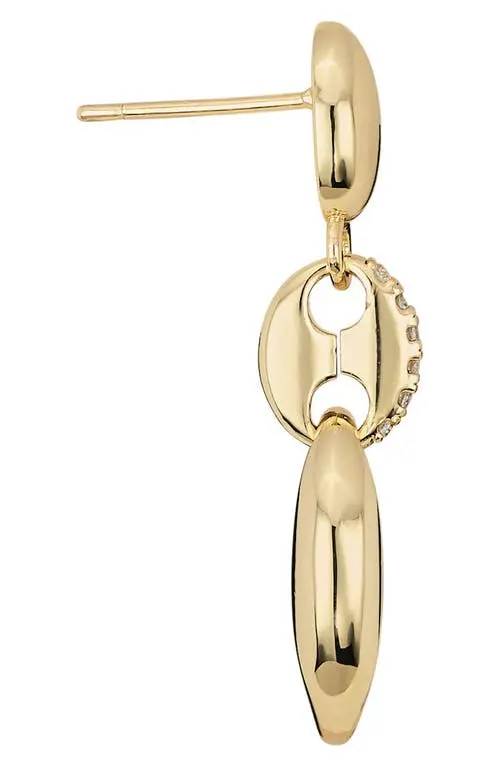 ATHRA LUXE Puffy Mariner Cubic Zirconia Drop Earrings - Gold