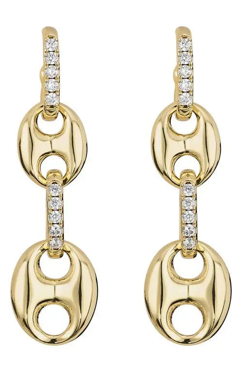 ATHRA LUXE Pavé Mariner Link Drop Earrings - Gold