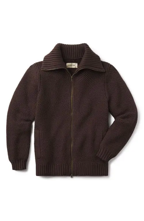 THE NORMAL BRAND Waffle Cotton Blend Full Zip Sweater