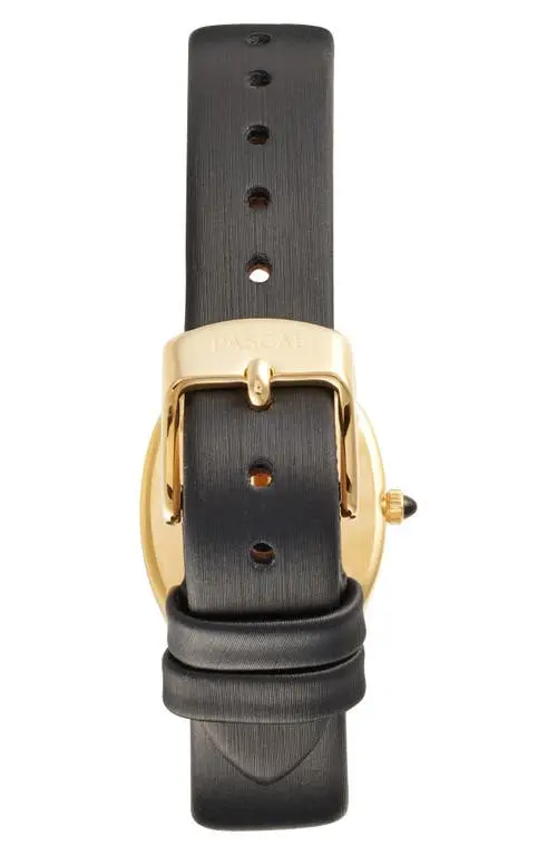 PASCAL Oval Halo Lab Grown Diamond & Lab Grown Emerald Leather Strap Watch - Greenery Crown