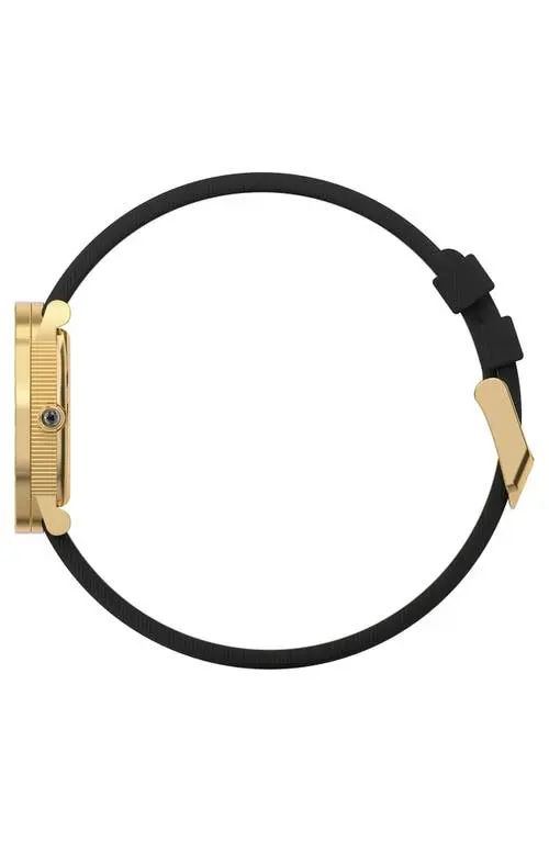 PASCAL Oval Halo Lab Grown Diamond & Lab Grown Emerald Leather Strap Watch - Greenery Crown