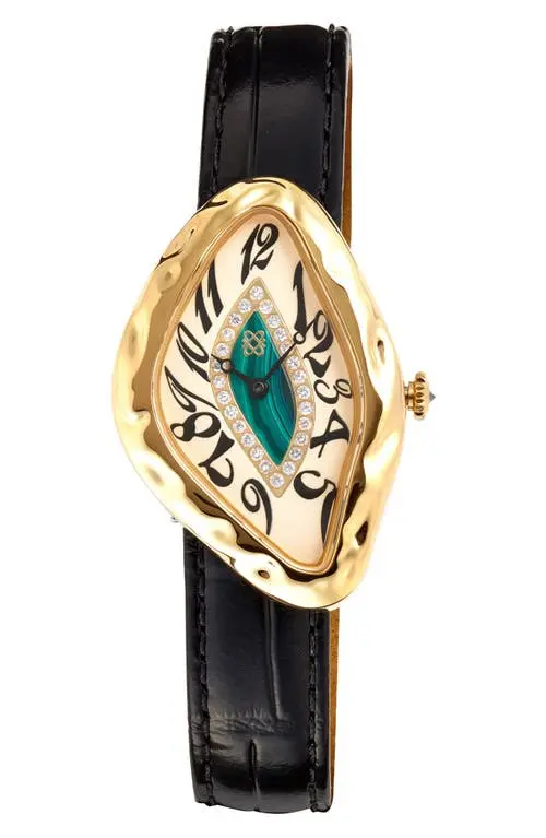 PASCAL Paradoxe Lab Grown Diamond Leather Strap Watch - Gilded Forest