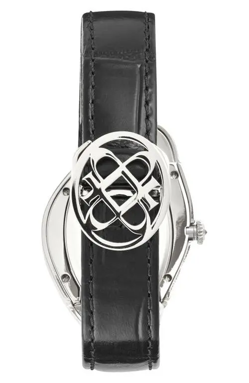 PASCAL Paradoxe Lab Grown Diamond Leather Strap Watch - Moonlight