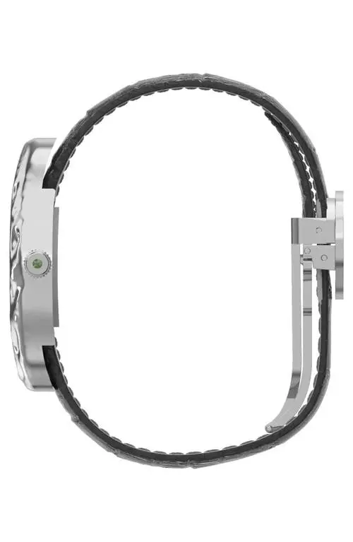 PASCAL Paradoxe Lab Grown Diamond Leather Strap Watch - Moonlight