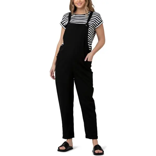 RIPE MATERNITY Poppy Linen Jumpsuit - Black
