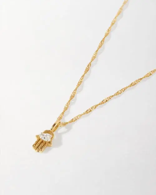 EDGE OF EMBER Diamond Necklace - Hamsa