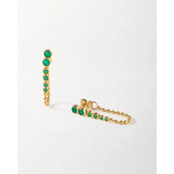 EDGE OF EMBER Globe Chain Loop Earrings - Green Onyx