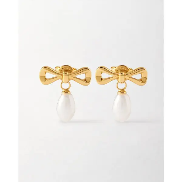 EDGE OF EMBER Bow Earrings - Pearl