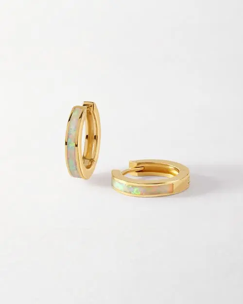 EDGE OF EMBER Huggie Hoop Earrings - Opal