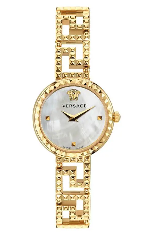 Versace Greca Goddess Mother-of-pearl Bracelet Watch - Ip Yellow Gold