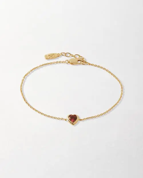 EDGE OF EMBER Heart Shape Garnet Gemstone Bracelet - Red Garnet