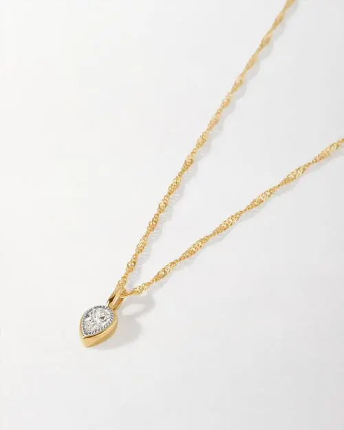 EDGE OF EMBER Pear Cut Diamond Pendant Necklace