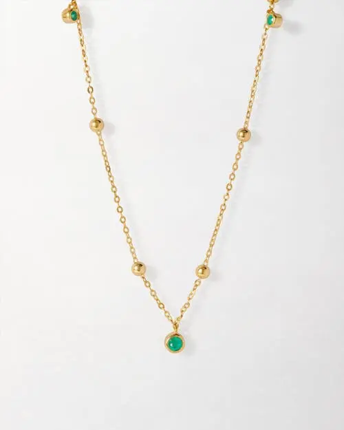 EDGE OF EMBER Globe Station Necklace - Green Onyx