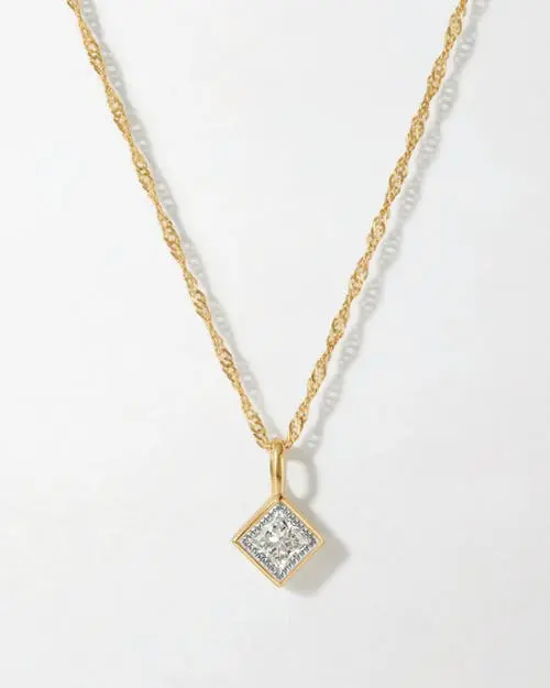 EDGE OF EMBER Cut Diamond Pendant Necklace - Princess