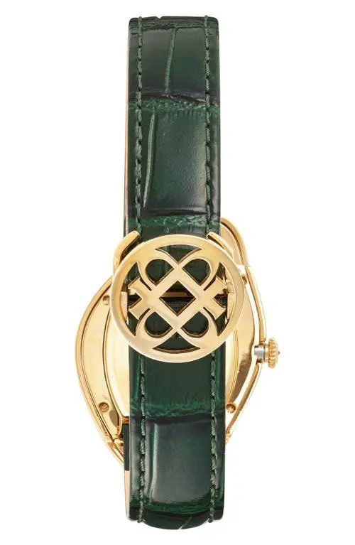 PASCAL Paradoxe Lab Grown Diamond Leather Strap Watch - Emerald Treasury