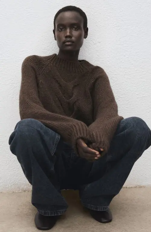 Mango Nolita Mock Neck Cable Sweater
