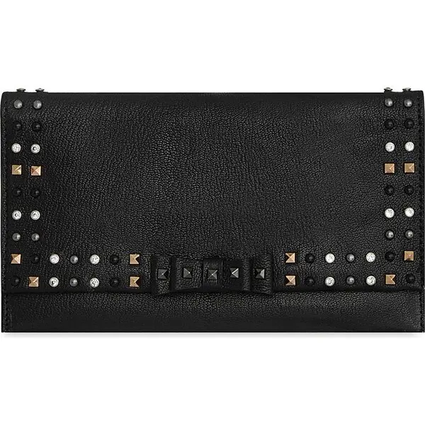 Rebecca Minkoff Bowie Stud Leather Clutch - Washed Black