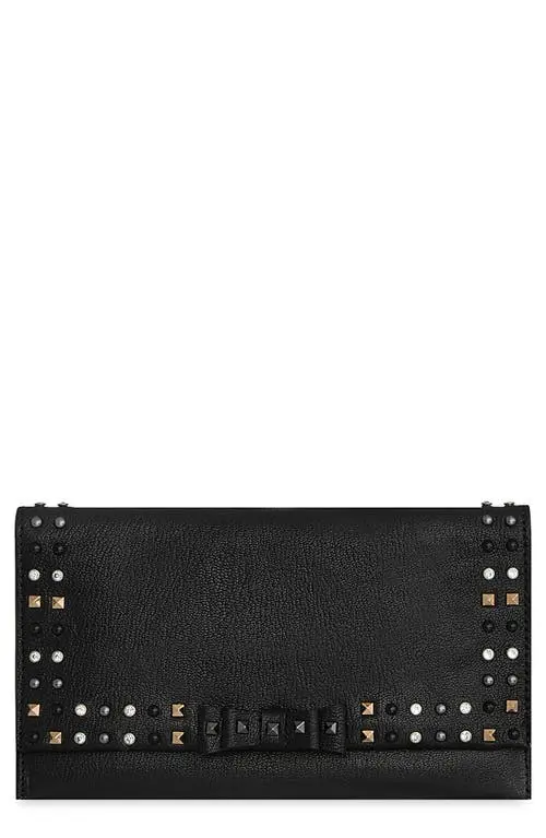 Rebecca Minkoff Bowie Stud Leather Clutch - Washed Black