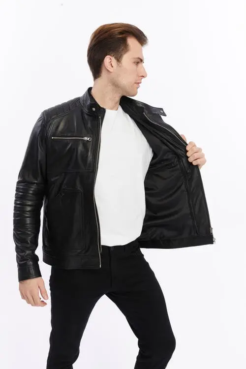 FURNIQ UK Henry Leather Moto Jacket