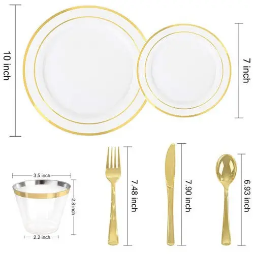 ELAMA 600 Piece Disposable Plastic Dinnerware Party Set