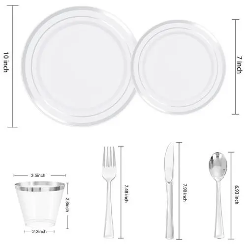 ELAMA 150 Piece Disposable Plastic Dinnerware Party Set