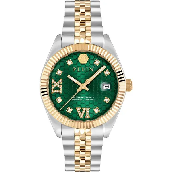 Philipp Plein Date Superlative Bracelet Watch - Green Two Tone