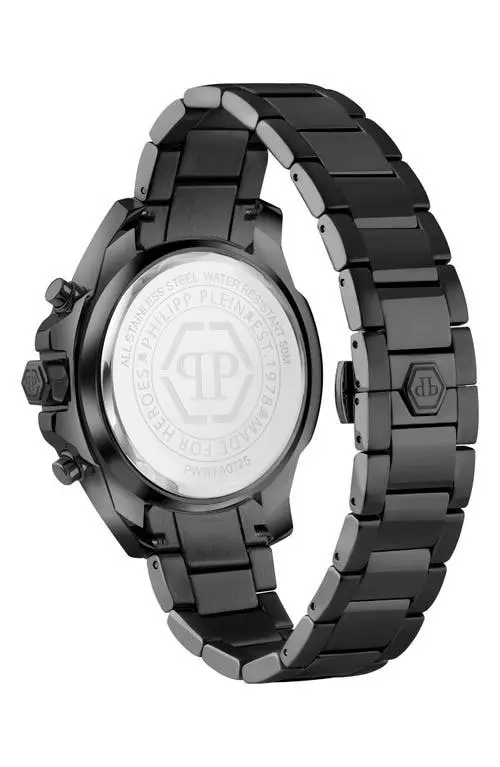 Philipp Plein The $kull Chronograph Bracelet Watch - Ip Black