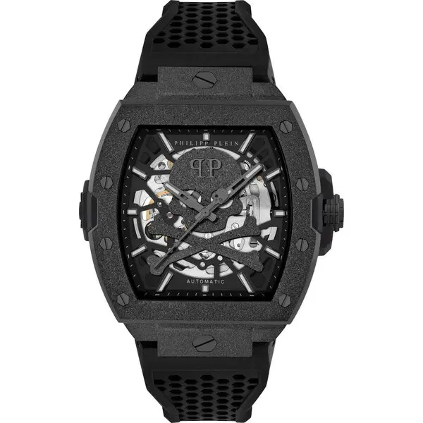 Philipp Plein The $keleton Frosted Strap Watch - Ip Black