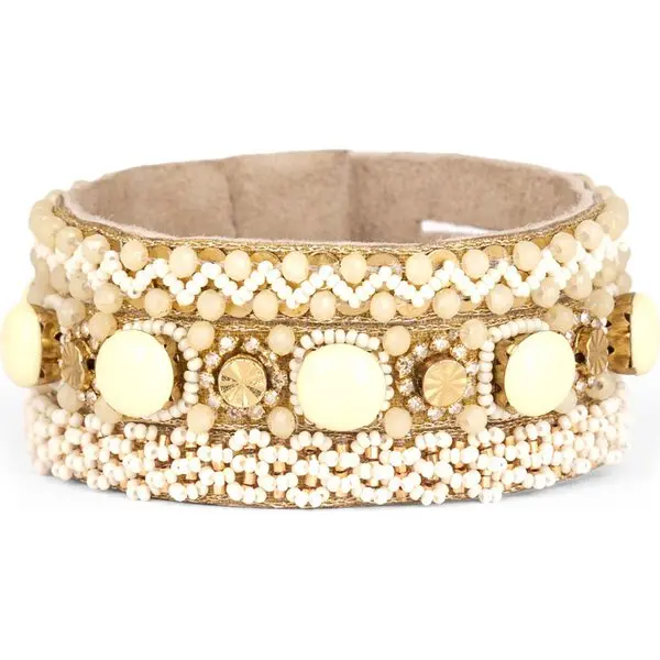Deepa Gurnani Bead & Crystal Bracelet - Ivory