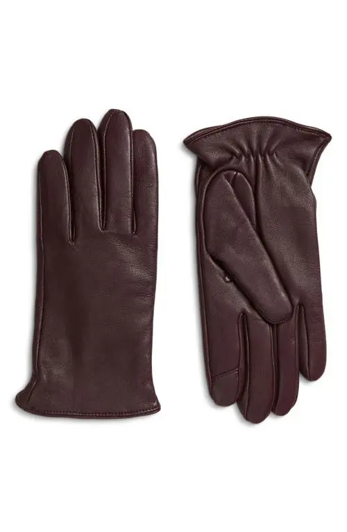 Cole Haan Leather Touchscreen Gloves - Pinot