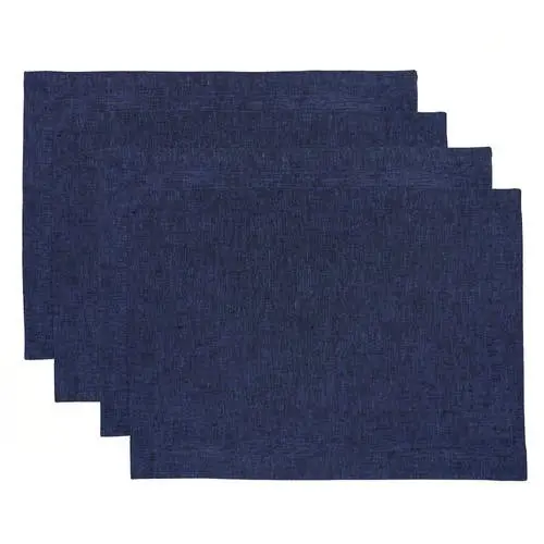 Solino Home Linen Placemats Set Of 4, 14 X 19 Inch For Dining Table - Chambray Navy
