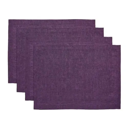 Solino Home Linen Placemats Set Of 4, 14 X 19 Inch For Dining Table - Grape