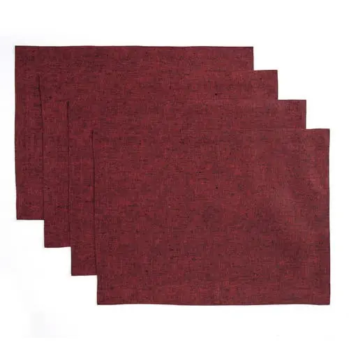 Solino Home Linen Placemats Set Of 4, 14 X 19 Inch For Dining Table - Red Garnet
