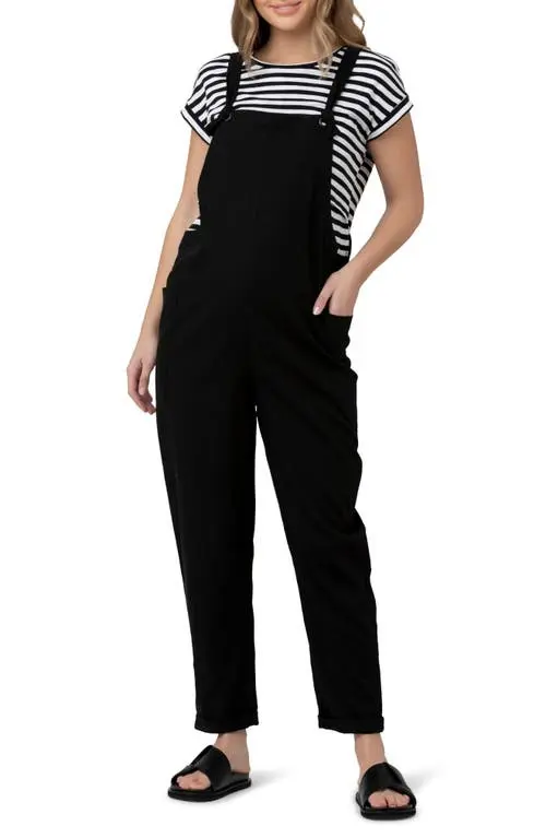 RIPE MATERNITY Poppy Linen Jumpsuit - Black
