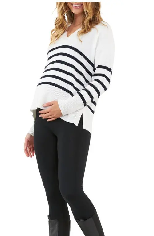 RIPE MATERNITY Hanna Nursing Knit Sweater - White/navy