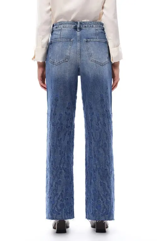 BAYEAS Embroidered High-waist Wide-leg Jeans