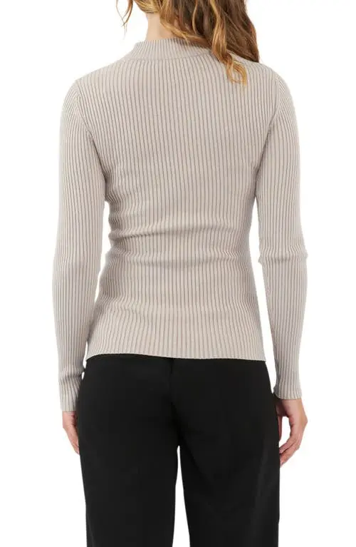 RIPE MATERNITY Ribbed Mock Neck Sweater - Stone