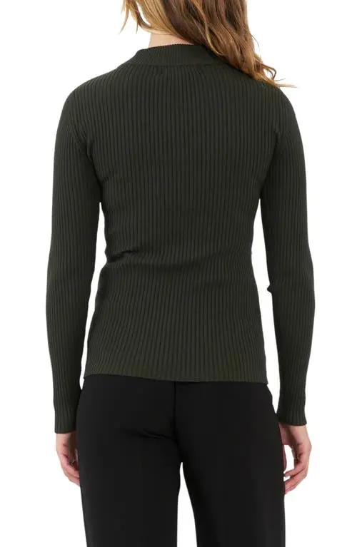 RIPE MATERNITY Ribbed Mock Neck Nursing Sweater - Ivy