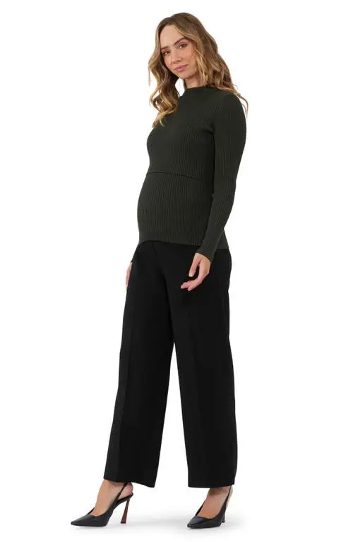 RIPE MATERNITY Ribbed Mock Neck Nursing Sweater - Ivy