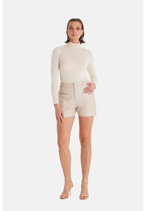 FURNIQ UK Leather Fashion Short