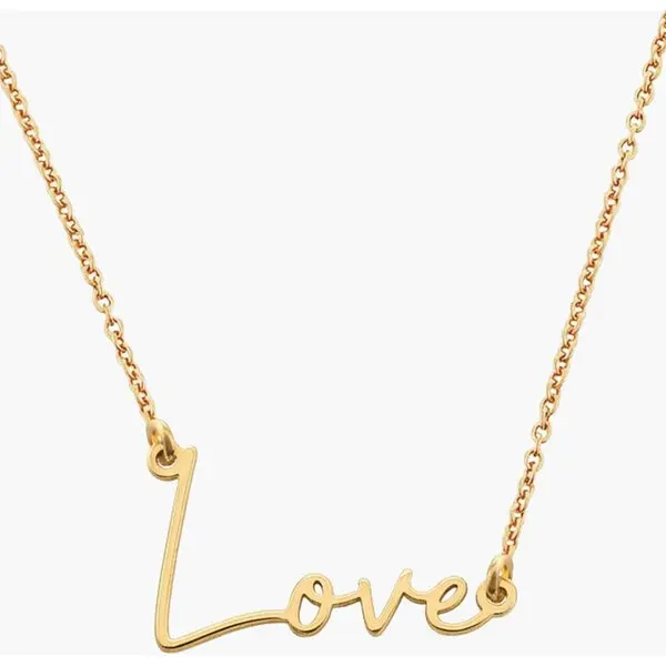 OAK & LUNA Belle Love Script Necklace - Gold Vermiel