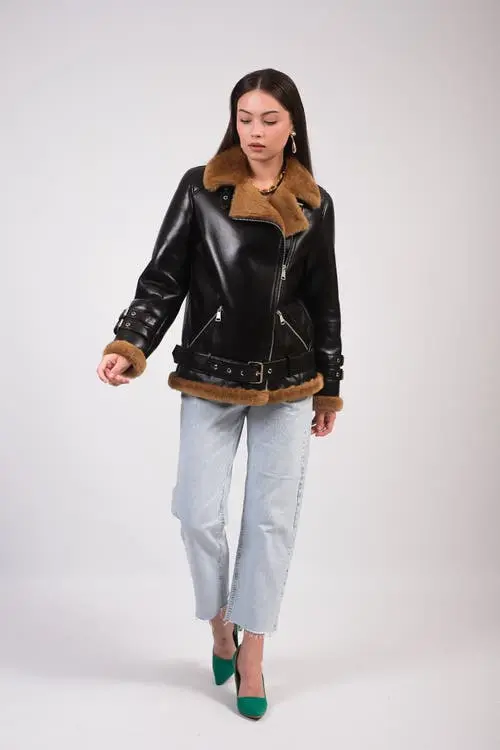 FURNIQ UK Shearling Aviator Jacket