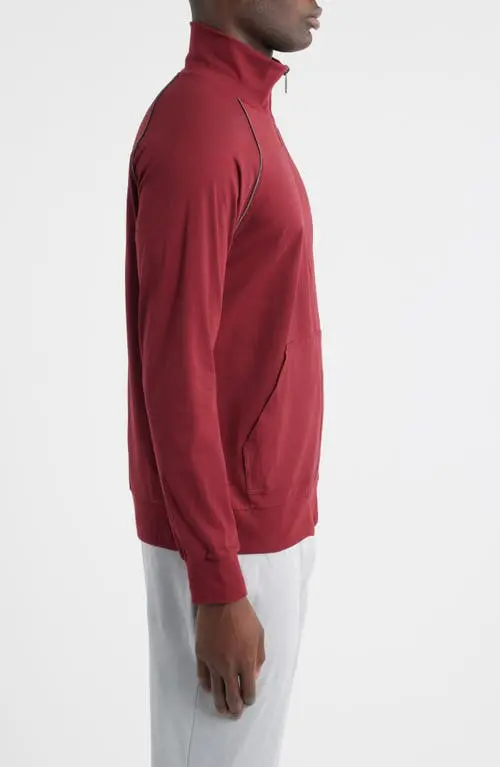 BOSS Stretch Cotton Lounge Jacket - Dark Red